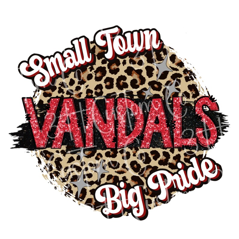 Vandals Mascot Small Town Big Pride Circle Red Black Leopard Glitter PNG Instant Download - Etsy