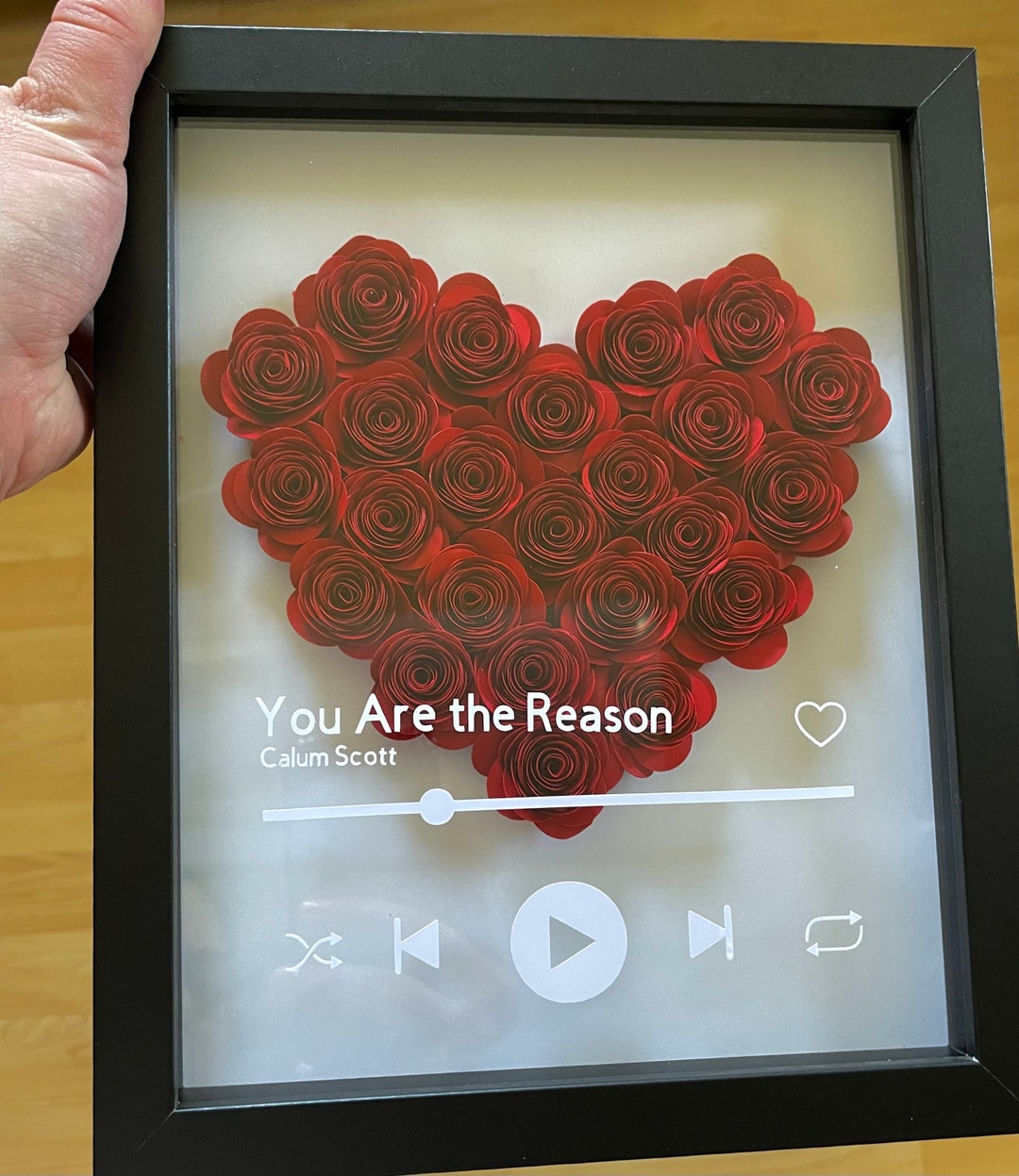 Personalized Spotify Heart Paper Flower Shadow Box Couples Song ...