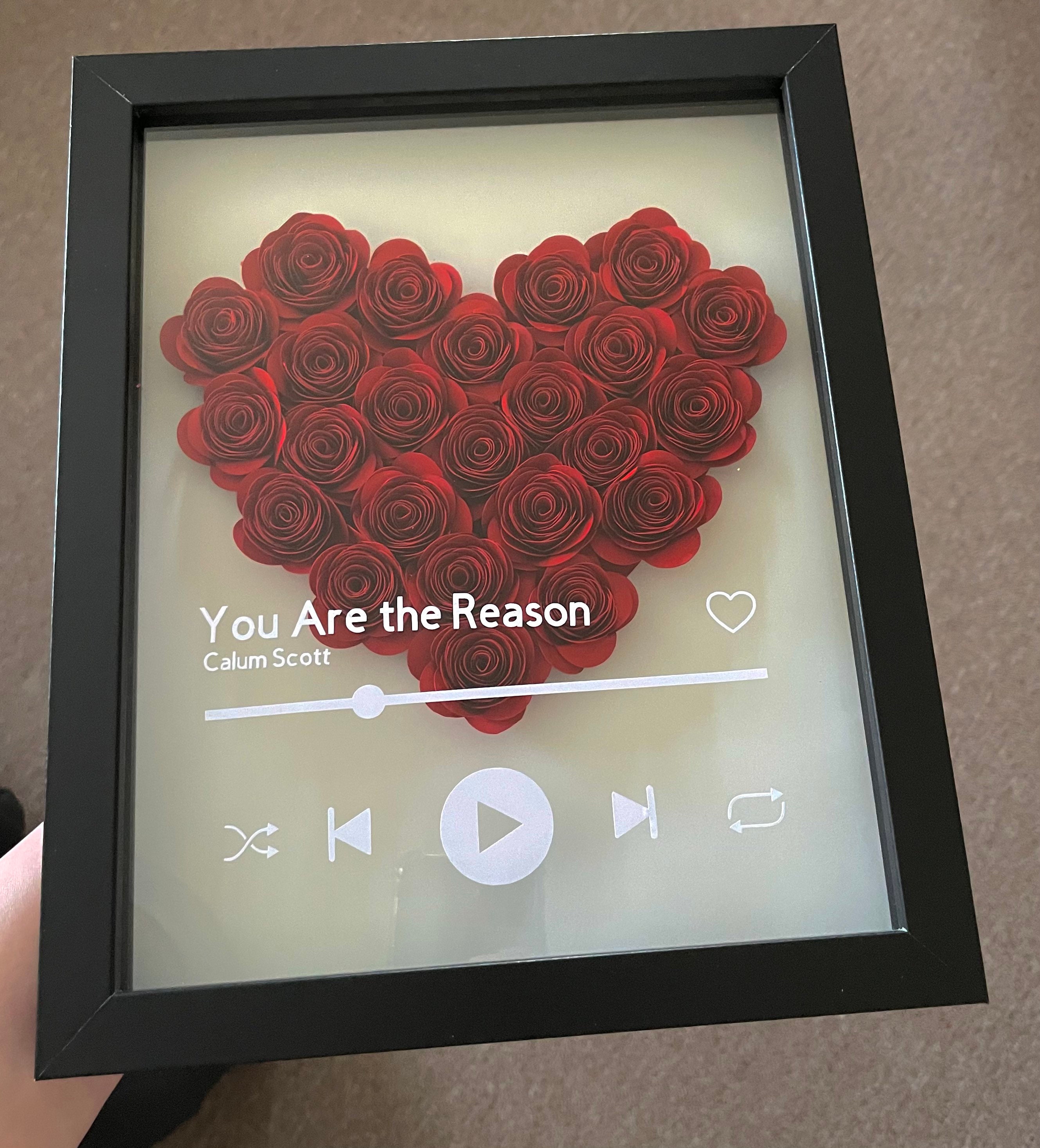 Personalized Spotify Heart Paper Flower Shadow Box Couples - Etsy