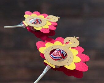 Turkey Lollipop Holder & Lollipop Thanksgiving Party Favor - Etsy