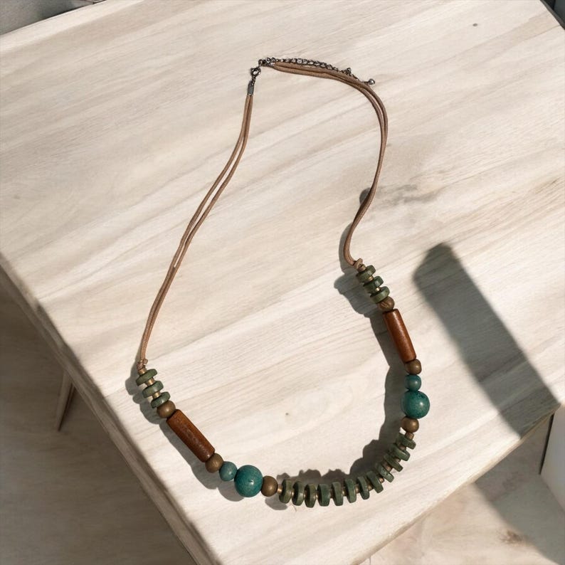 Boho Style Necklace Set Resin and Wood - Etsy