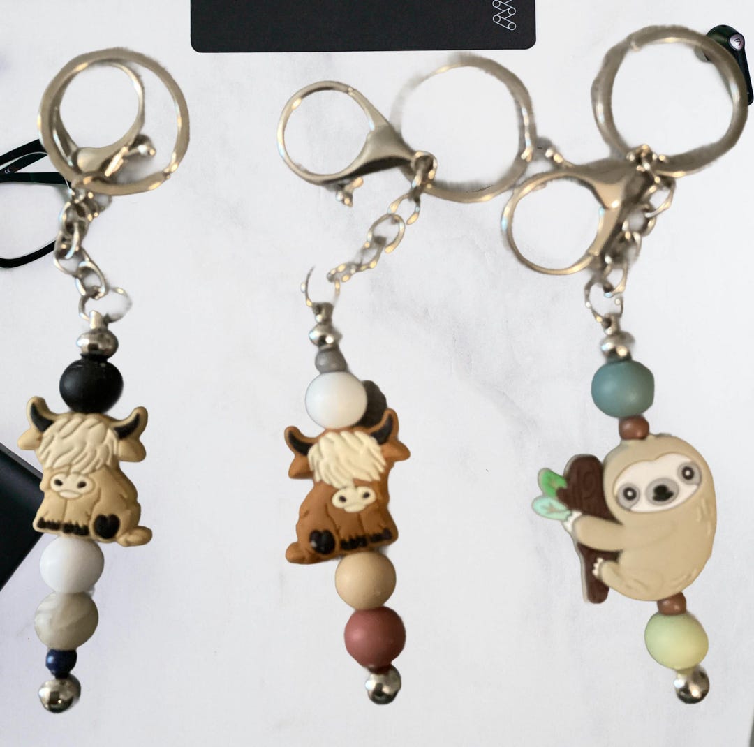 Highland Cow Sloth Keychains Adorable Animal Key Fobs for Cute ...