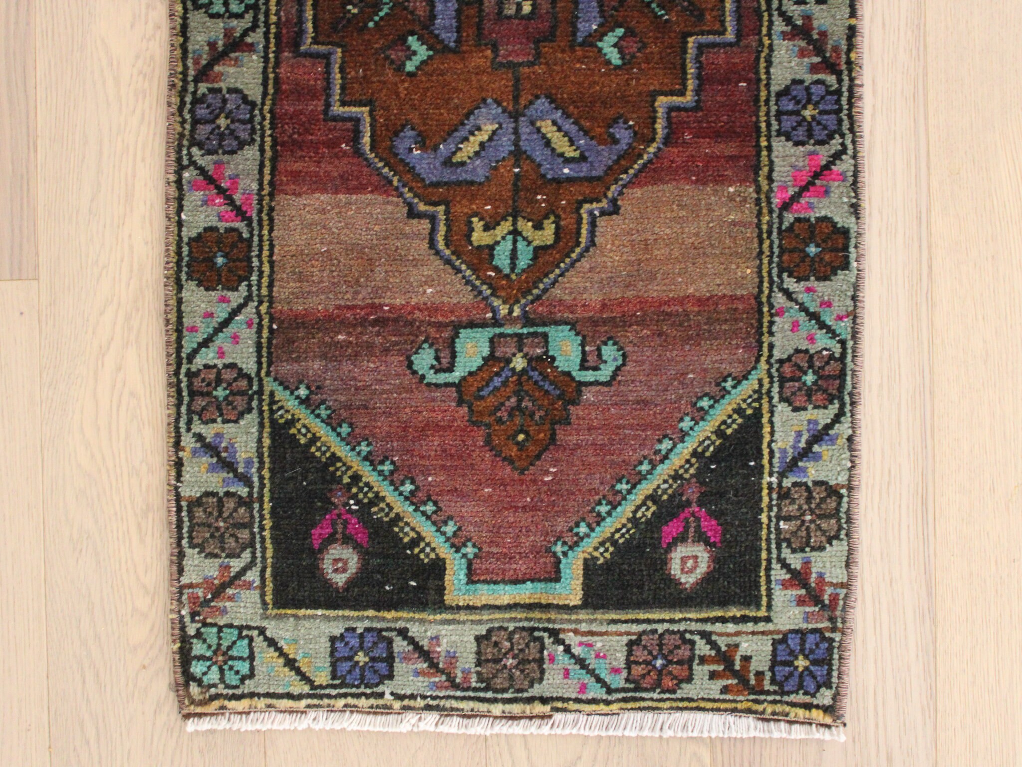 Home & Living 'Mint Chocolate Chip' Vintage Turkish Mini Rug Floor ...