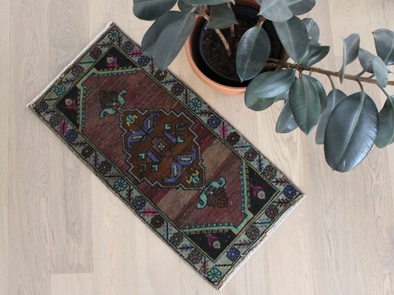 Home & Living 'Mint Chocolate Chip' Vintage Turkish Mini Rug Floor ...