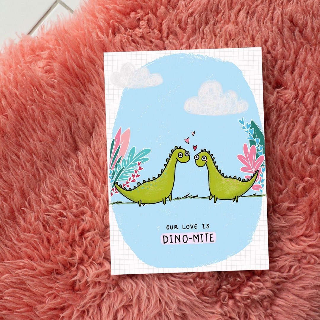 Tarjeta de San Valentín de Dinosaurios, Amor, Aniversario, Humor Punny ...