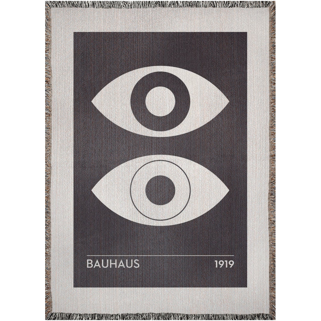 Bauhaus Print Throw Blanket, Black White Modern Home Decor, Bold Minimalist Woven Blanket ...