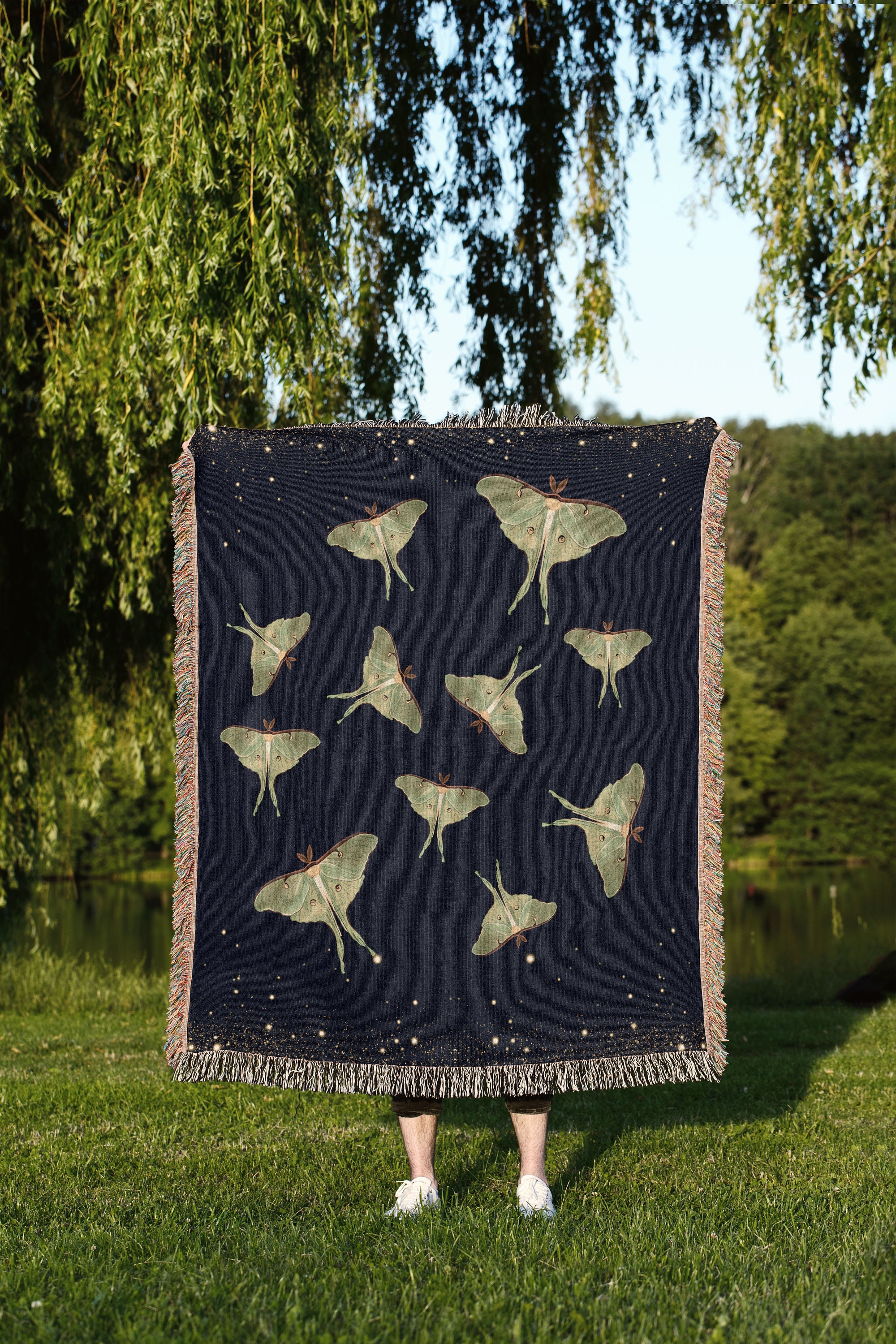 Luna Moth Blanket Throw Moon Moth Couch Blanket Luna Moth Tapestry Gift ...