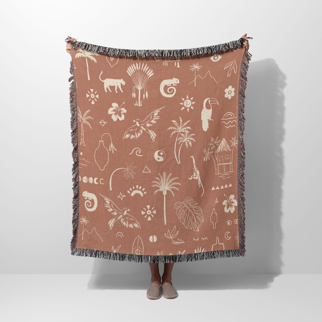 Jungle Blanket, Nature Inspired Throw Blanket, Neutral Room Decor ...
