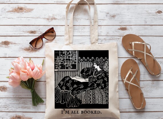 Book Themed Canvas Tote Bag Aesthetic Reusable Shopping Bag - Etsy