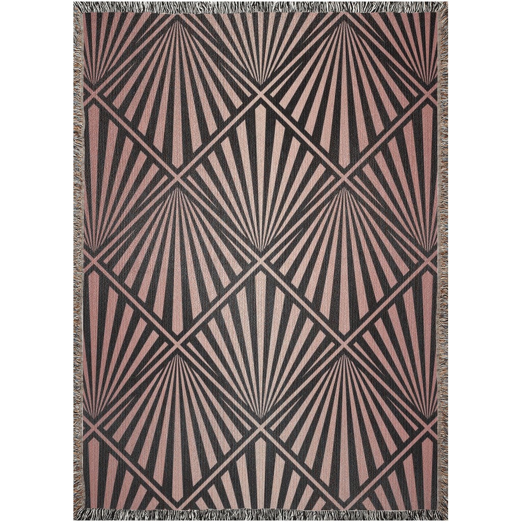 Pink Art Deco Blanket, Black Geometric Throw Blanket for Couch, Art ...