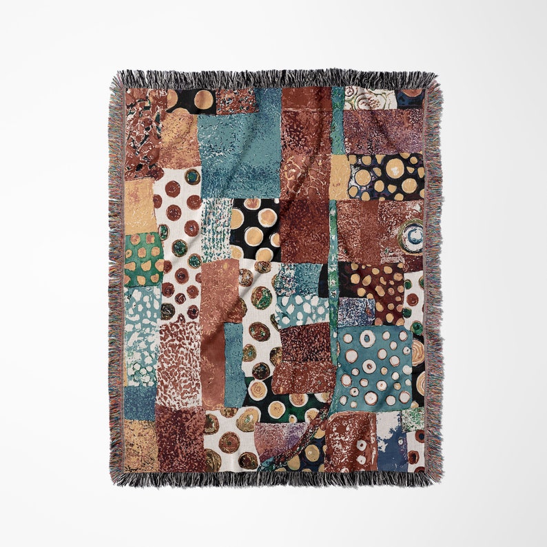 Patchwork Blanket, Pop Art Throw Blanket for Couch, Quilt Style ...