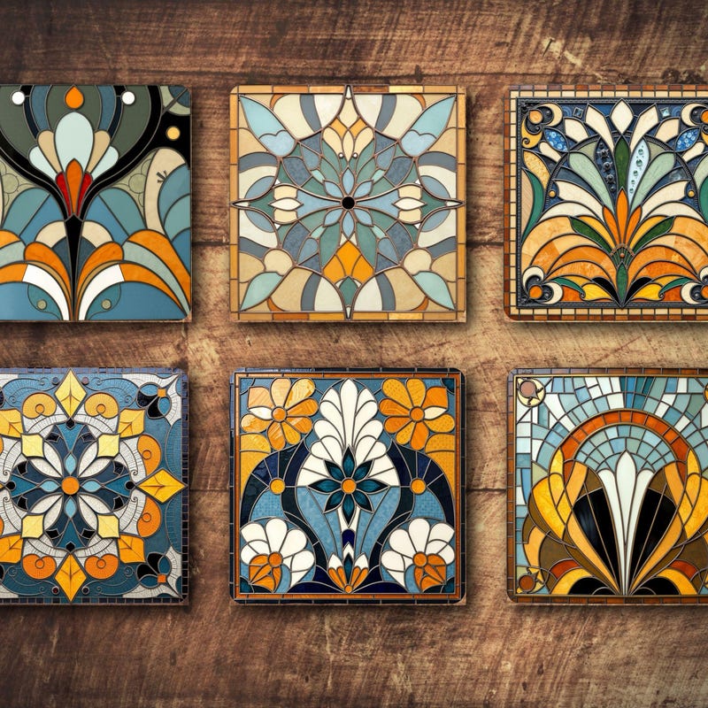 Blue Coaster Set - Etsy