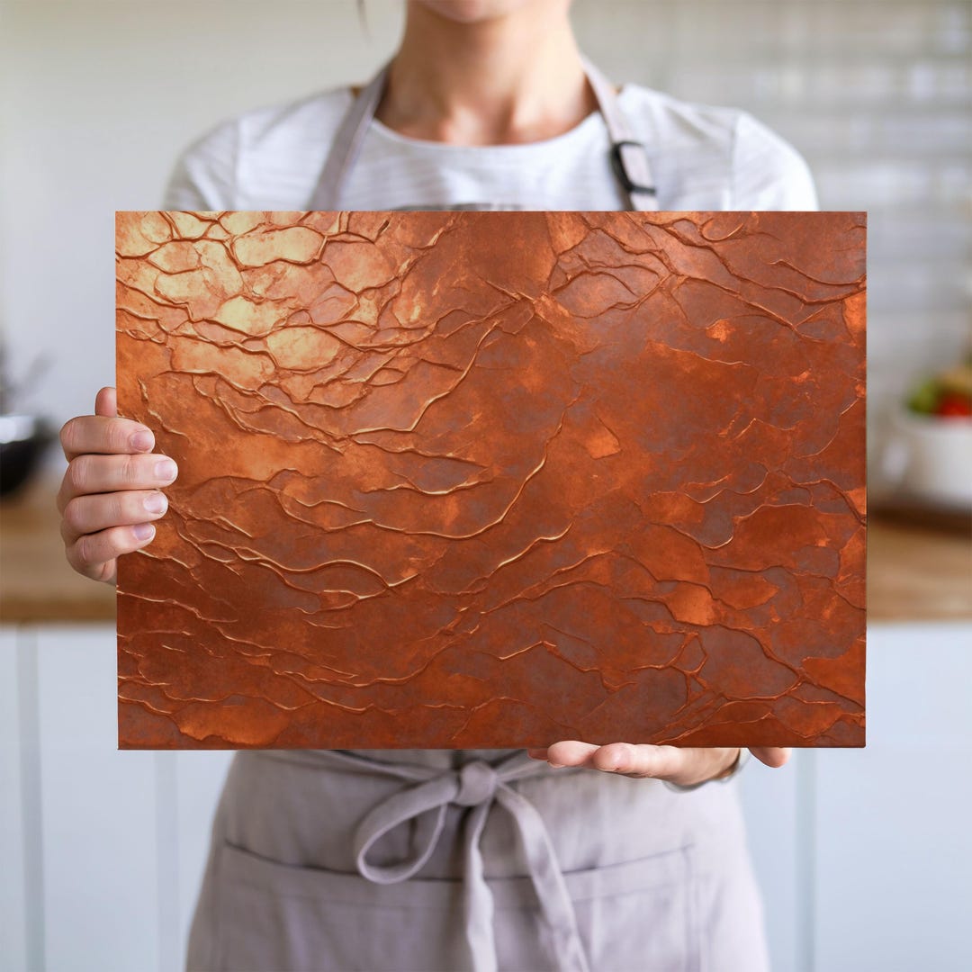 Copper Textured Glass Cutting Board Kitchen Gift, Metallic Copper ...