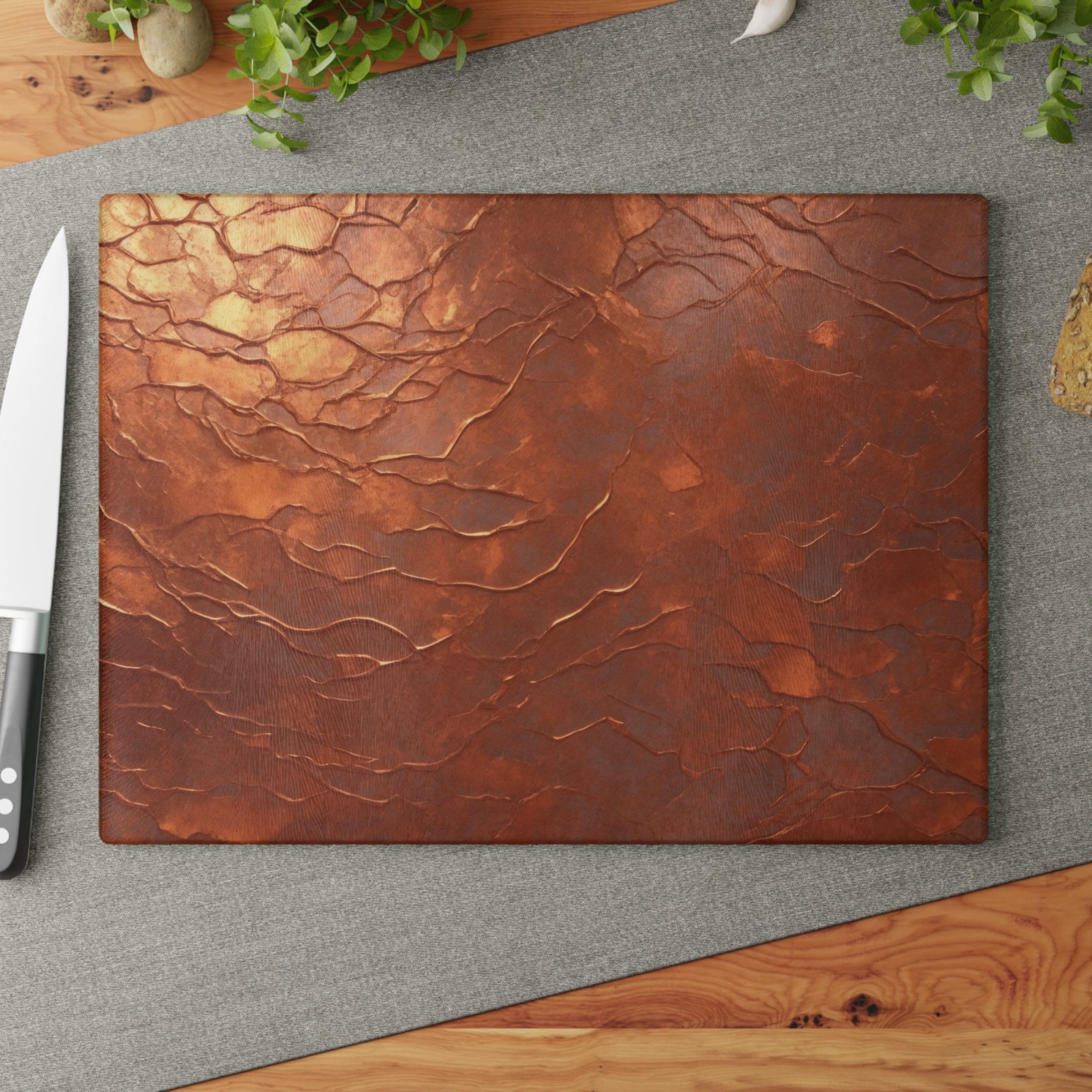 Copper Textured Glass Cutting Board Kitchen Gift, Metallic Copper ...