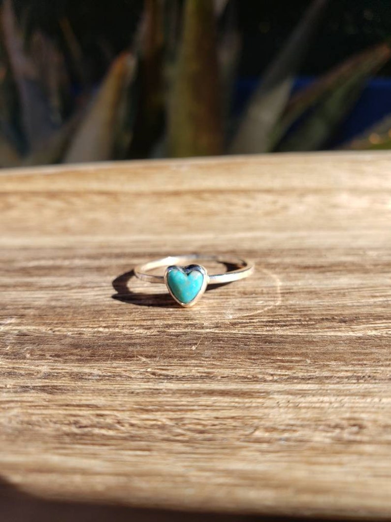 Sterling Silver Campitos Turquoise Heart Ring - Etsy