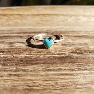 Sterling Silver Campitos Turquoise Heart Ring - Etsy