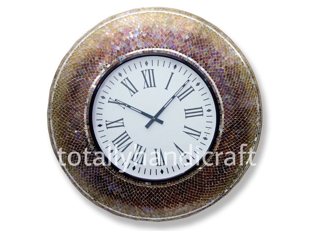 Mosaic Work Design Clock Heavy Metal Base handmade Clock for Living ...