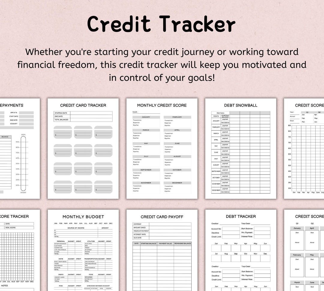 Printable Credit Score Tracker | Credit Improvement Sheet | Budget ...