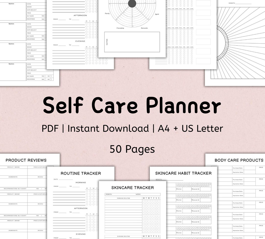 Printable Self-care Planner | Self-love Journal Inserts | Mindfulness ...