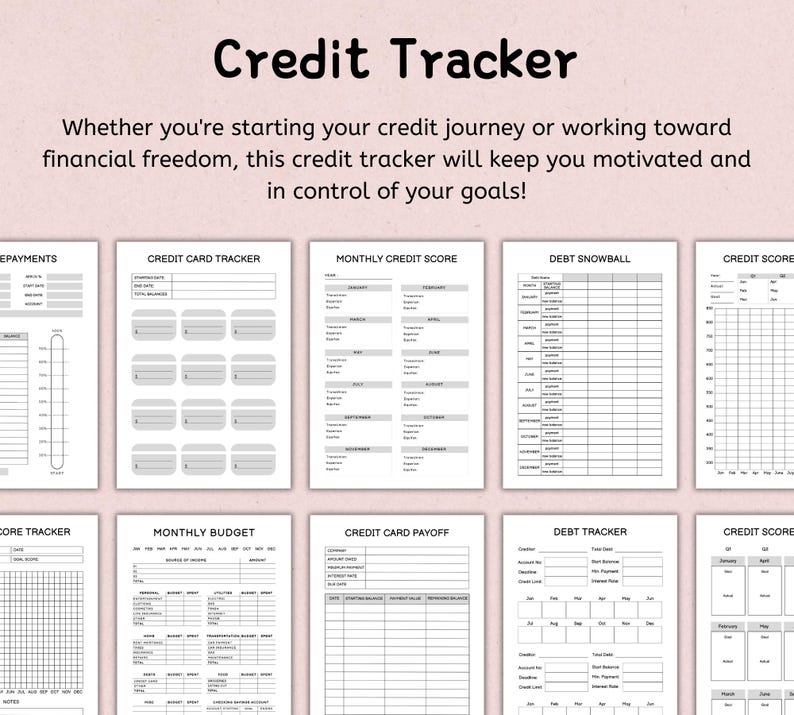 Printable Credit Score Tracker | Credit Improvement Sheet | Budget ...