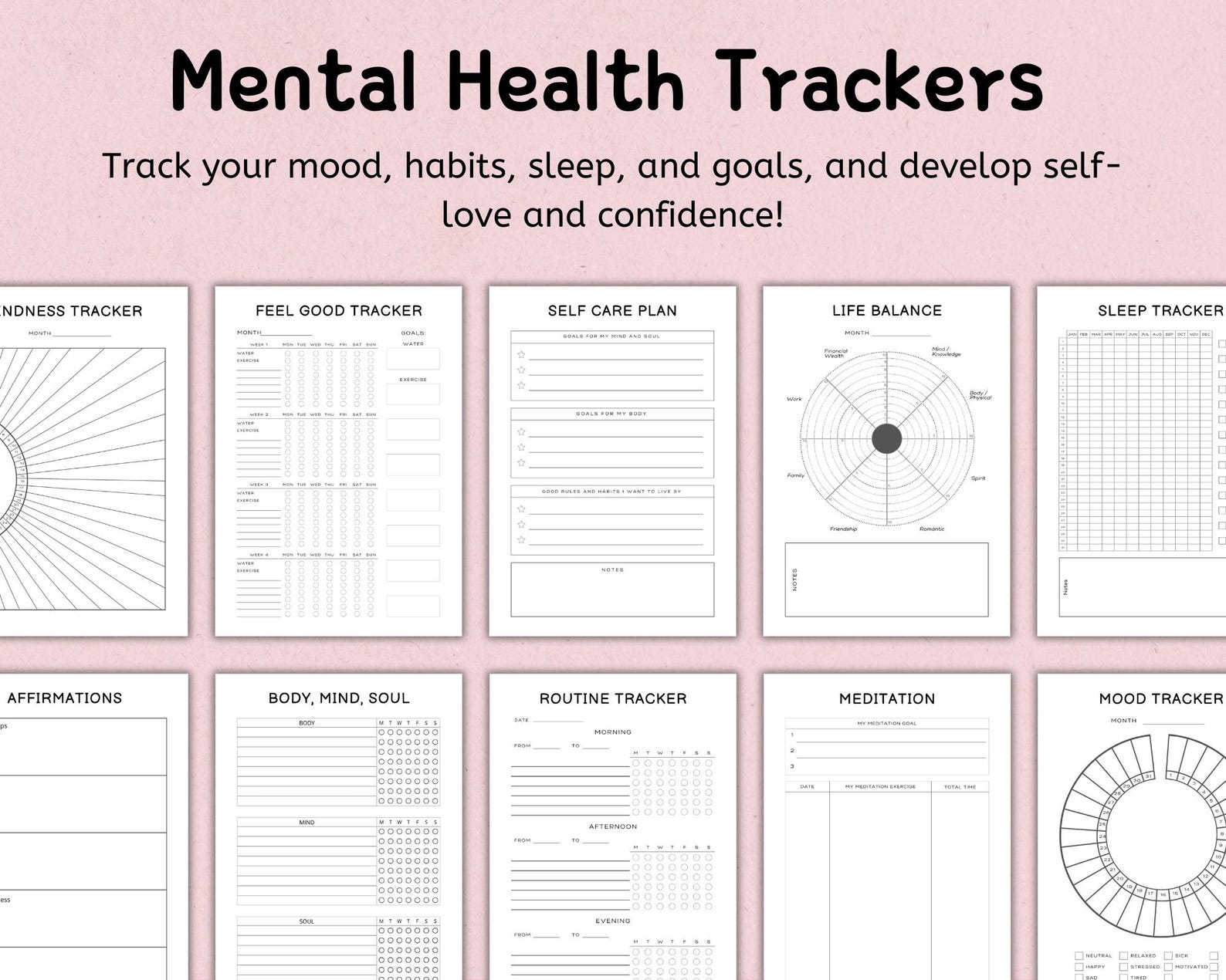 Printable Self-care Planner Self-love Journal Inserts Mindfulness ...