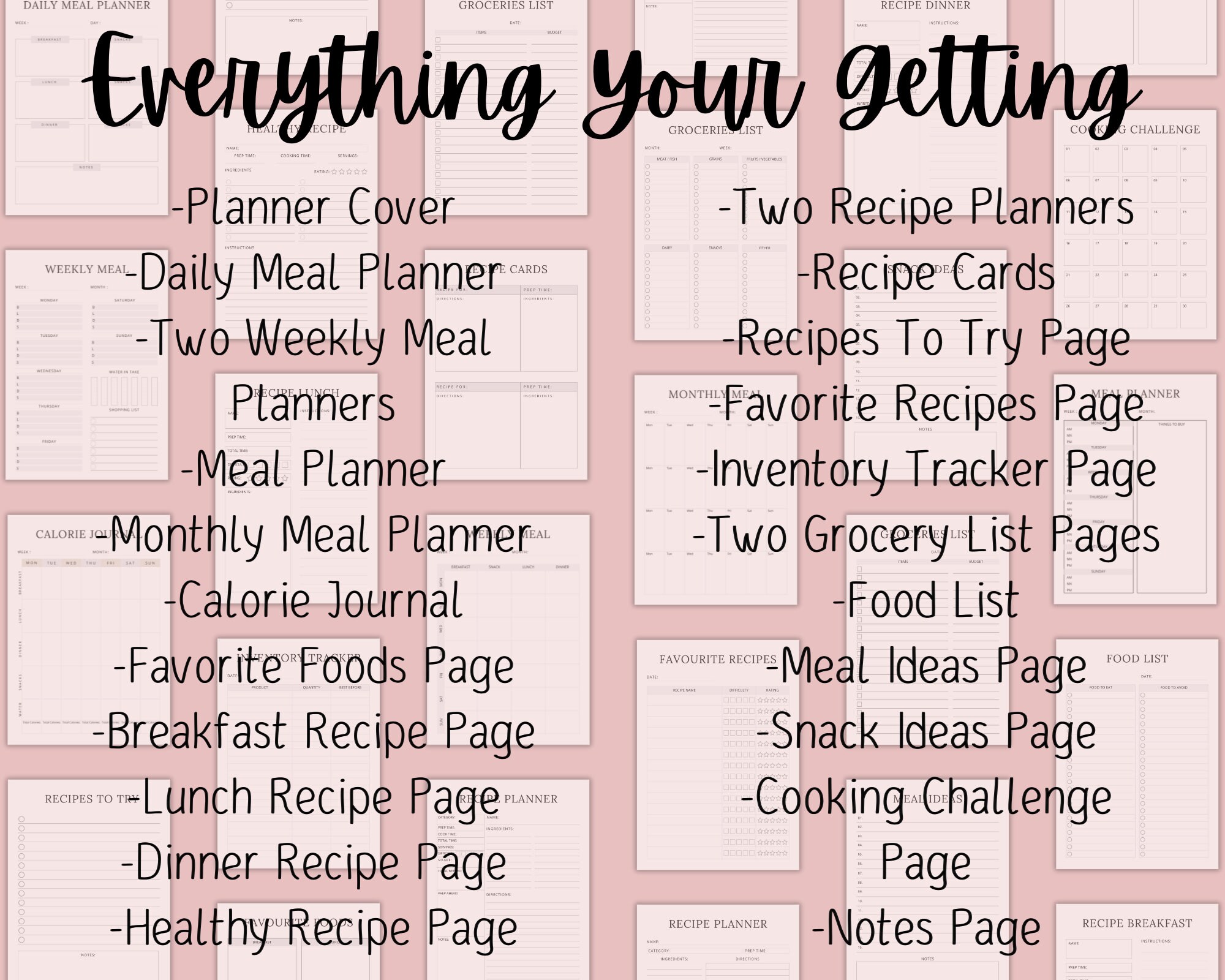 Meal Planner Printable PDF, Diet Prep Planner, Meal Preparation, Food ...