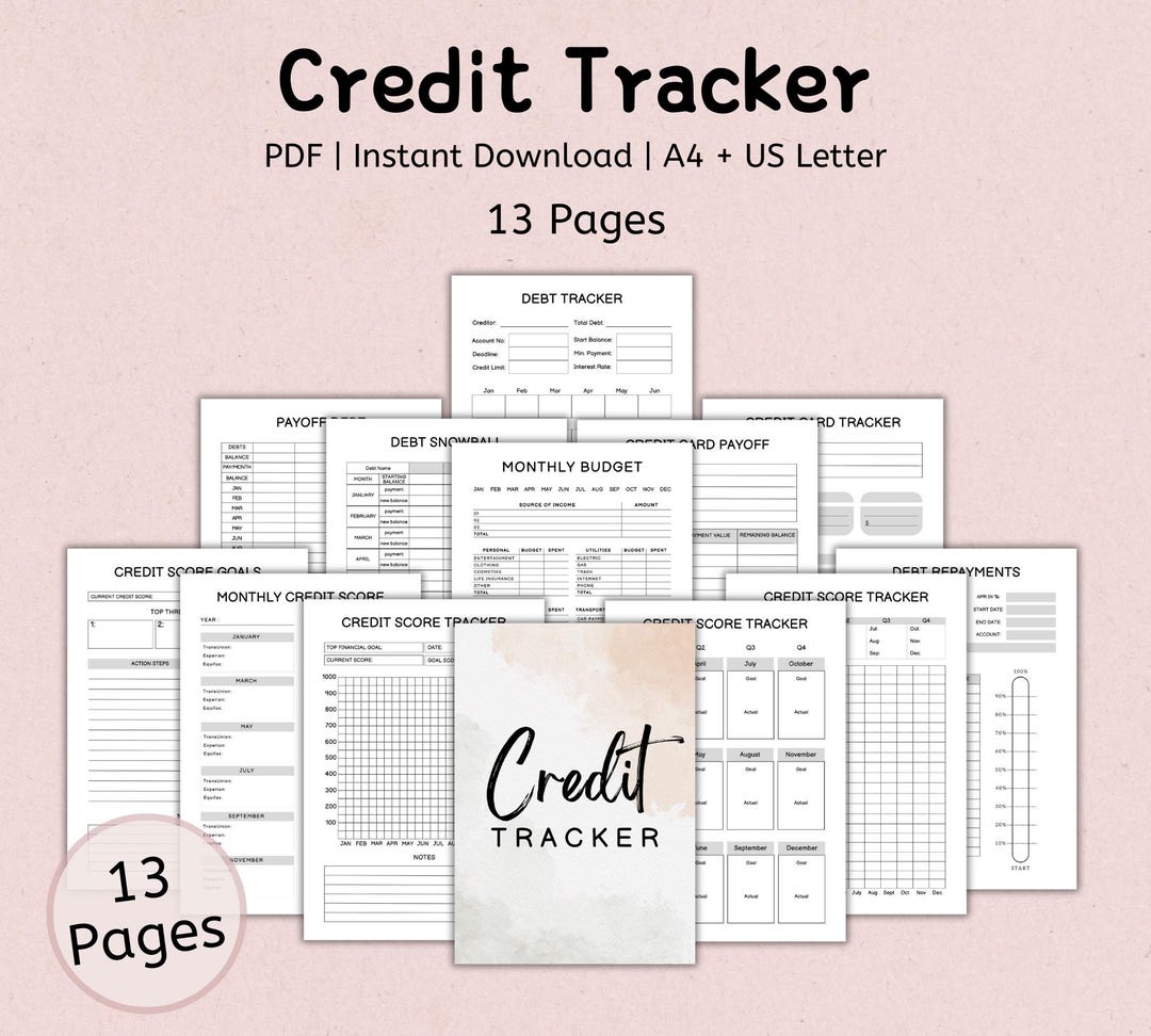Printable Credit Score Tracker | Credit Improvement Sheet | Budget ...