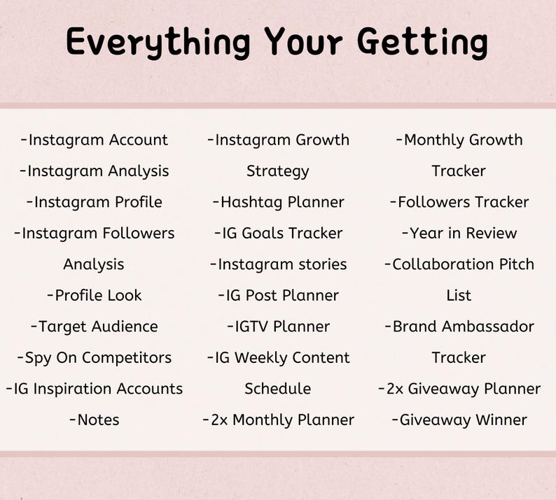 Instagram Business Printable Planner | Insta Growth Planner | IG Post ...