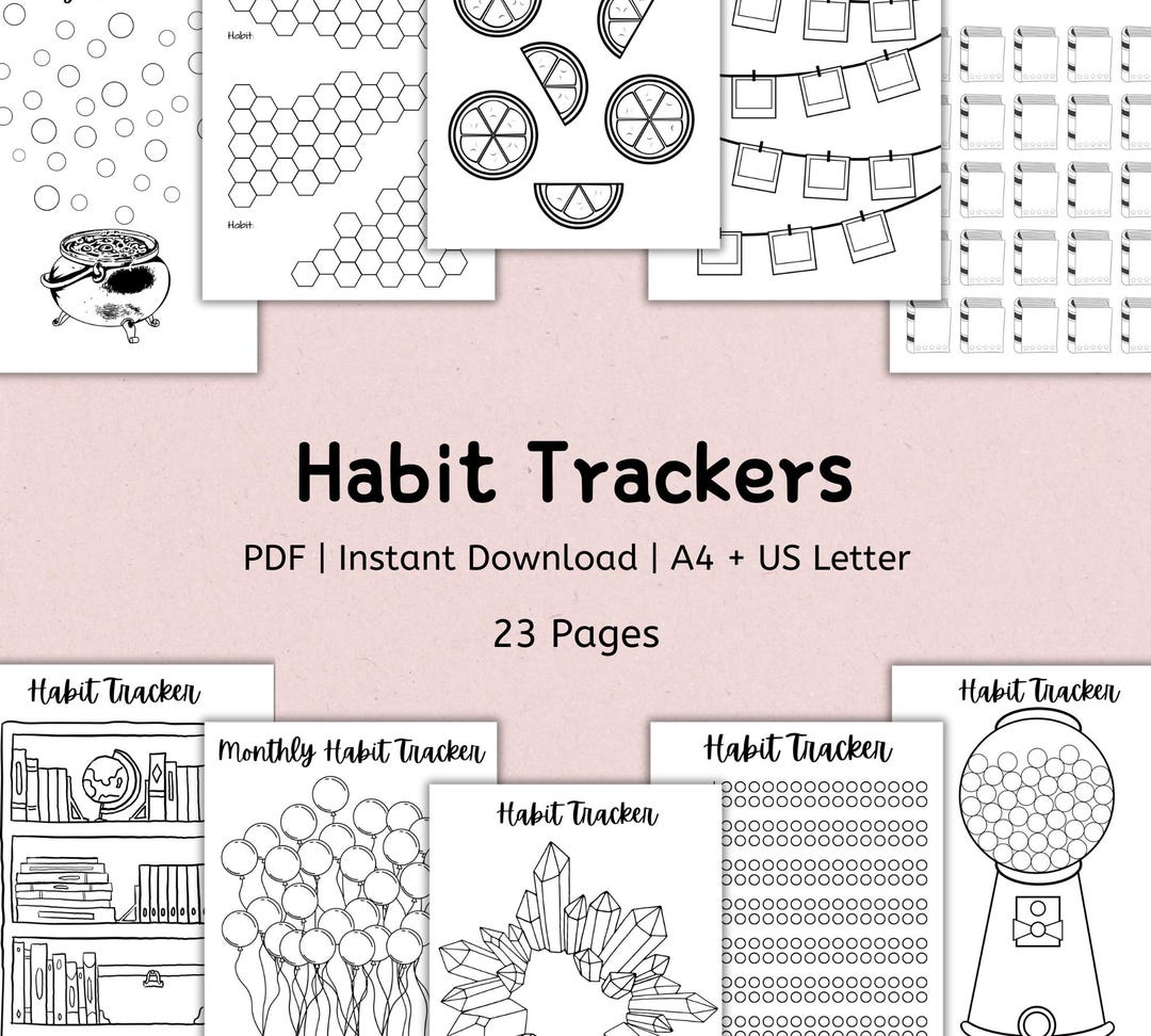 Printable Habit Tracker | Daily, Weekly, Monthly, Yearly Habit Chart ...