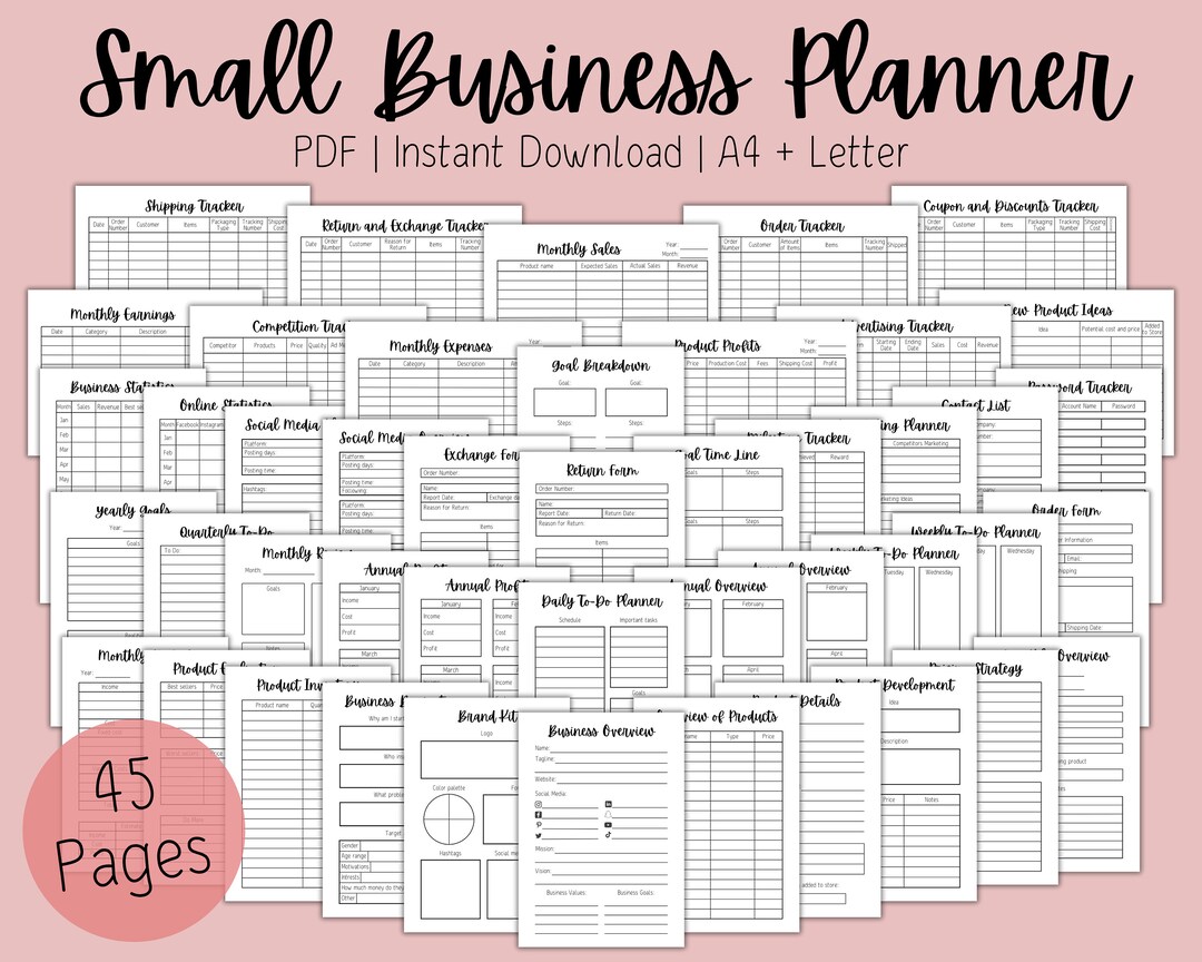 Printable Small Business Planner Home Business Inserts Side Hustle ...