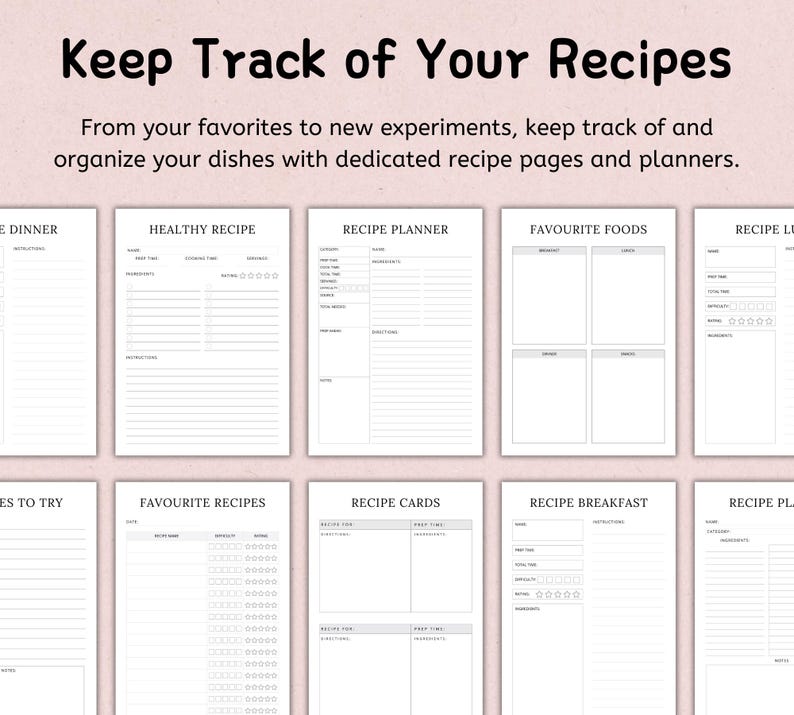 Meal Planner Printable PDF, Diet Prep Planner, Meal Preparation, Food ...