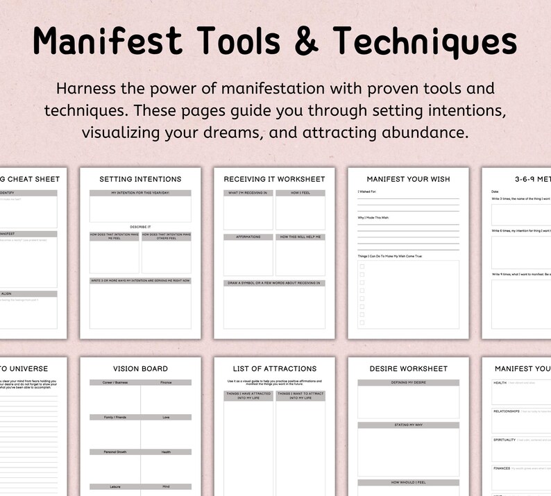 2025 Manifestation Printable Journal | Law of Attraction Workbook ...