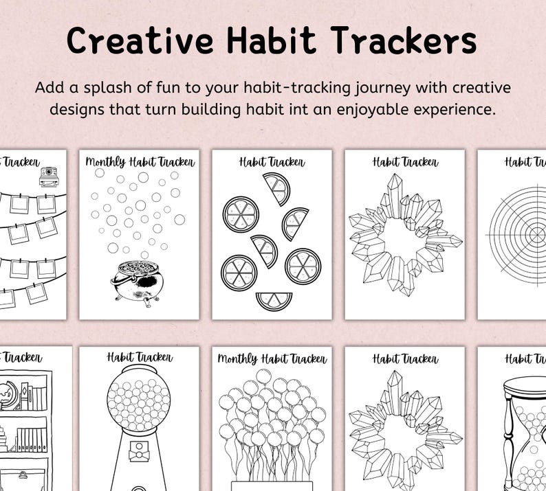 Printable Habit Tracker Daily, Weekly, Monthly, Yearly Habit Chart ...