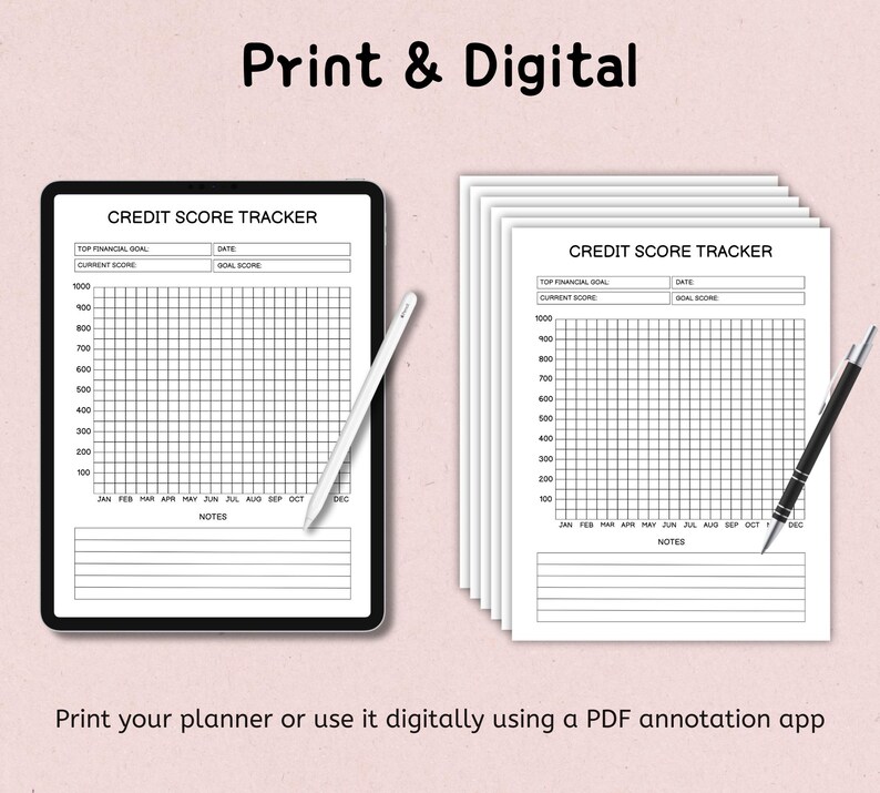 Printable Credit Score Tracker | Credit Improvement Sheet | Budget ...