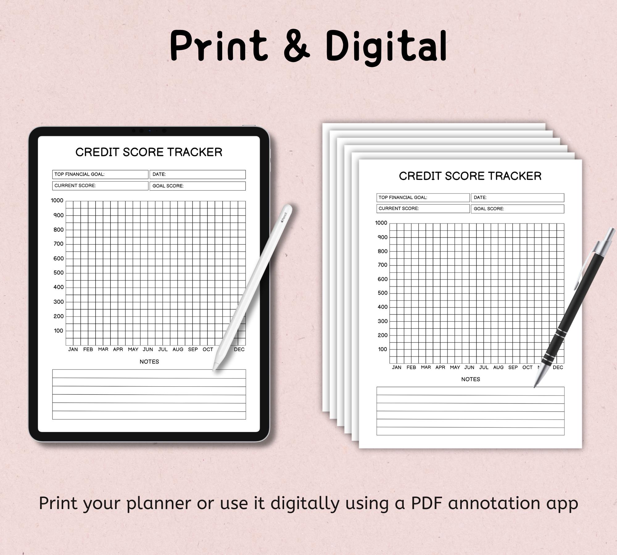 Printable Credit Score Tracker | Credit Improvement Sheet | Budget ...
