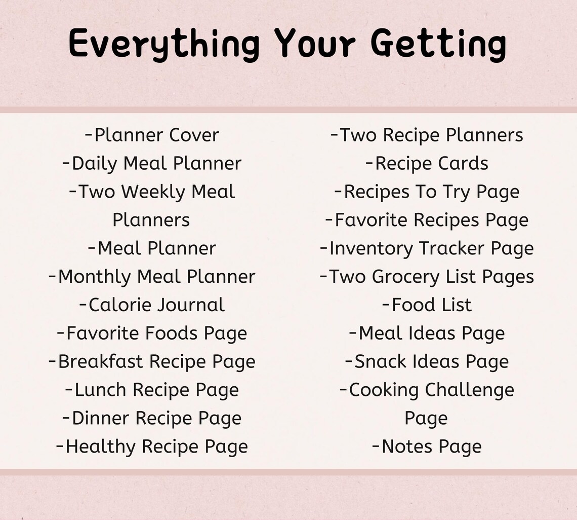 Meal Planner Printable PDF, Diet Prep Planner, Meal Preparation, Food ...
