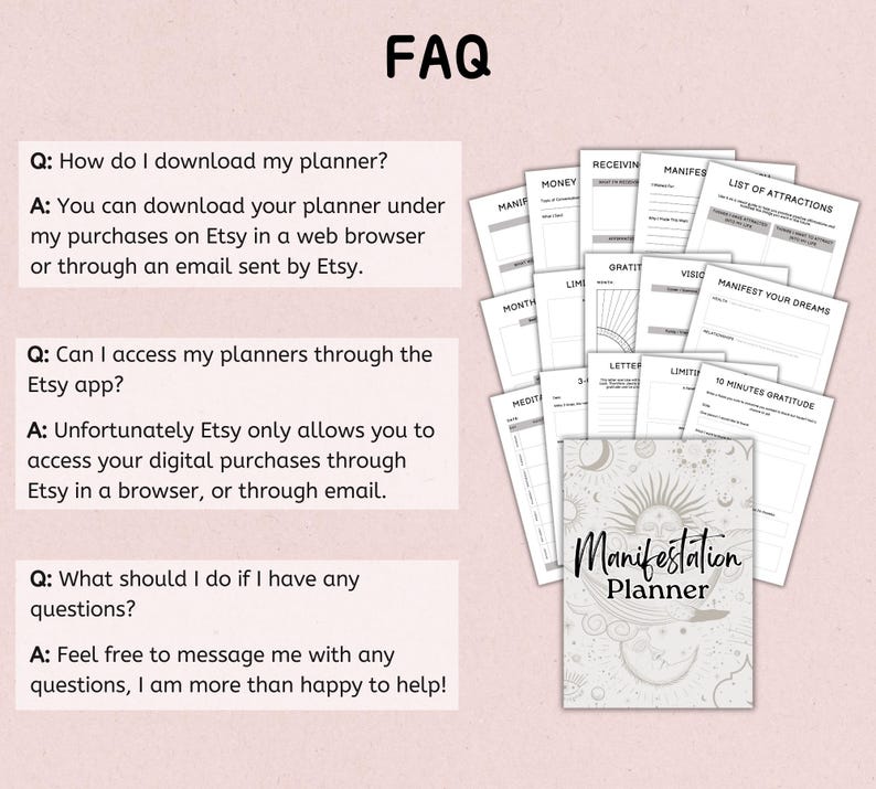 Printable Law of Attraction Planner Manifestation Techniques Workbook ...