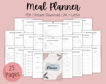 Meal Planner Printable PDF, Diet Prep Planner, Meal Preparation, Food ...