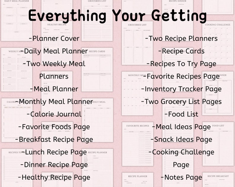 Meal Planner Printable PDF, Diet Prep Planner, Meal Preparation, Food ...