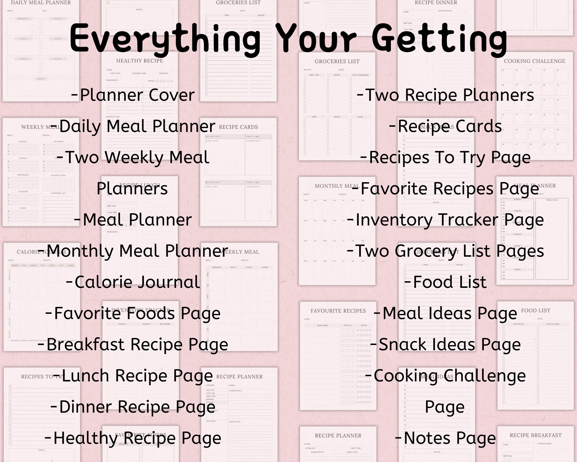 Meal Planner Printable PDF, Diet Prep Planner, Meal Preparation, Food ...