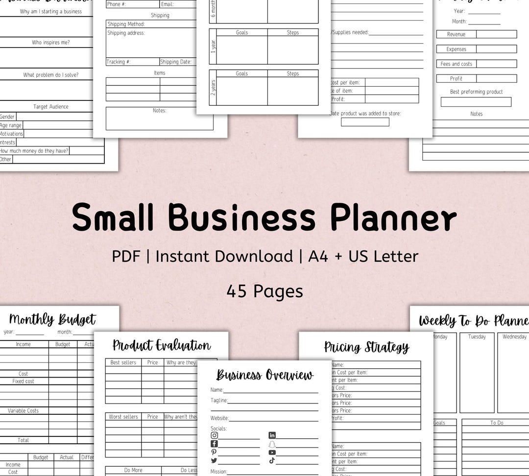 Printable Business Planner | Small Business Binder | Business Organizer ...
