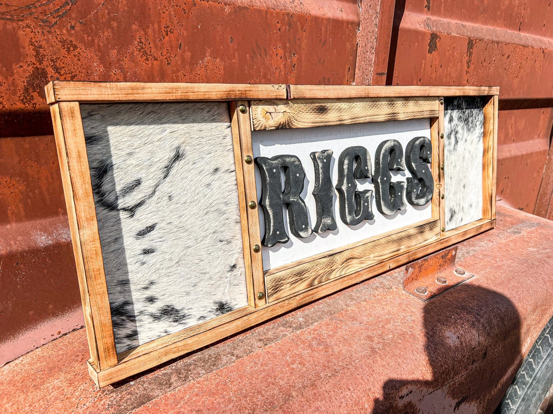 Authentic Cowhide Custom Western Sign | Western Home Decor | Cowhide ...