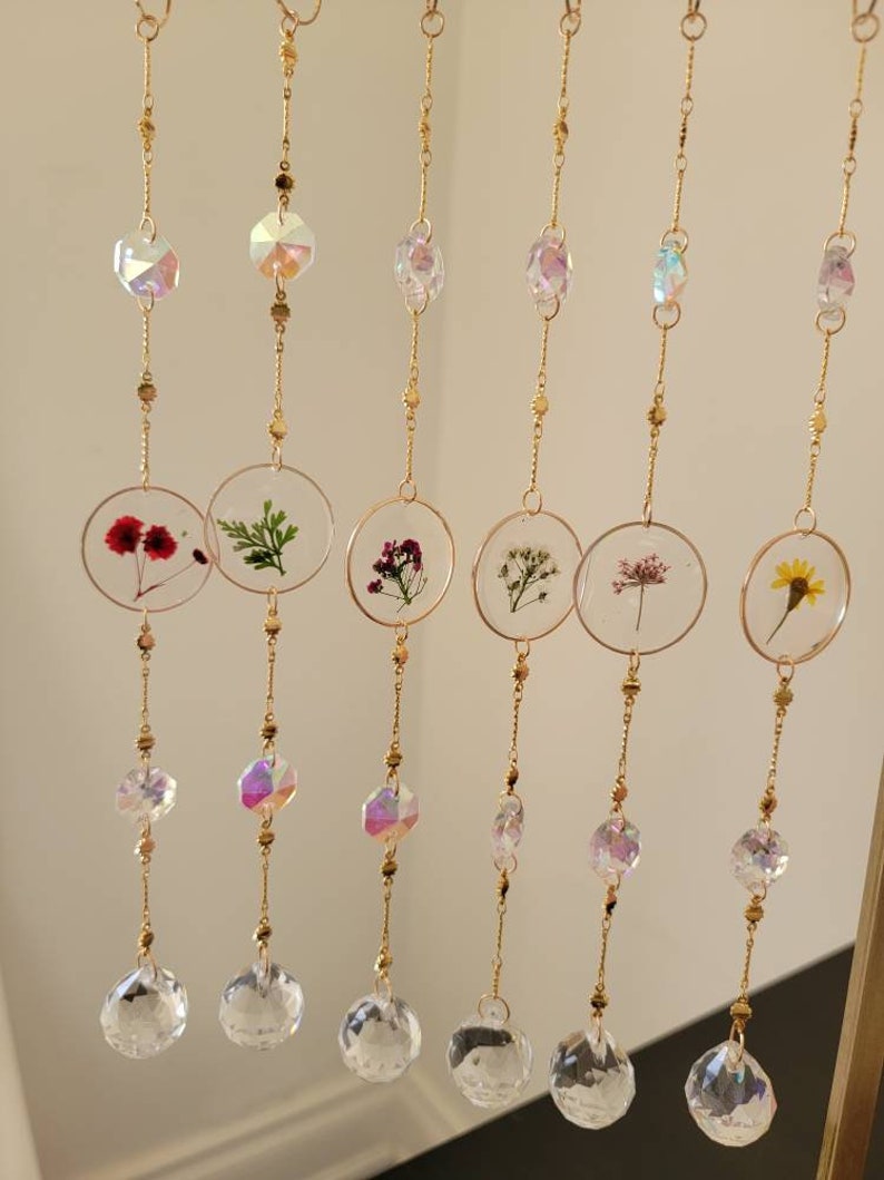 Handmade Pressed Floral Single Strand Suncatcher / Rainbow Maker ...