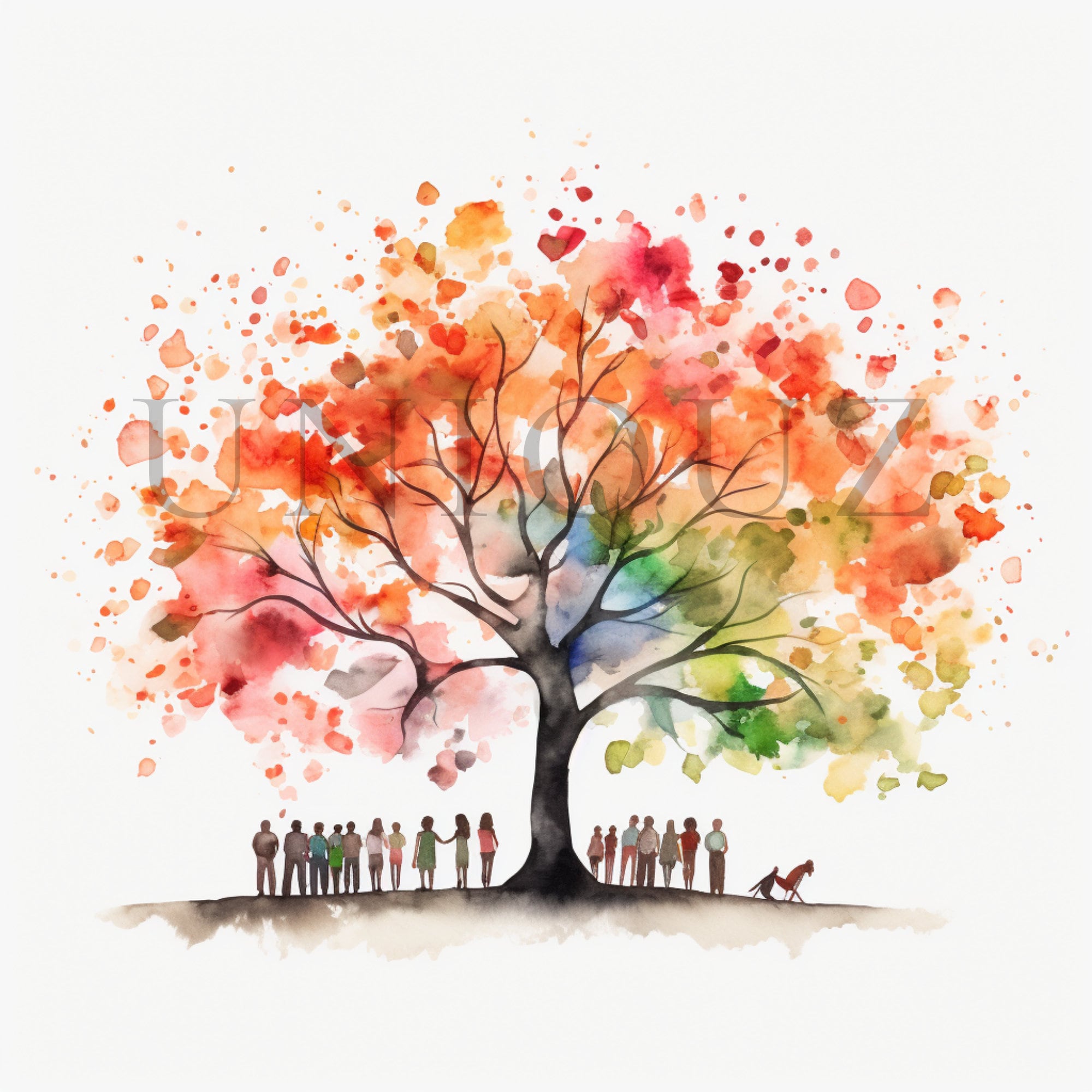 Watercolor Family Tree Clipart Set 10 High Quality Jpgs Digital ...