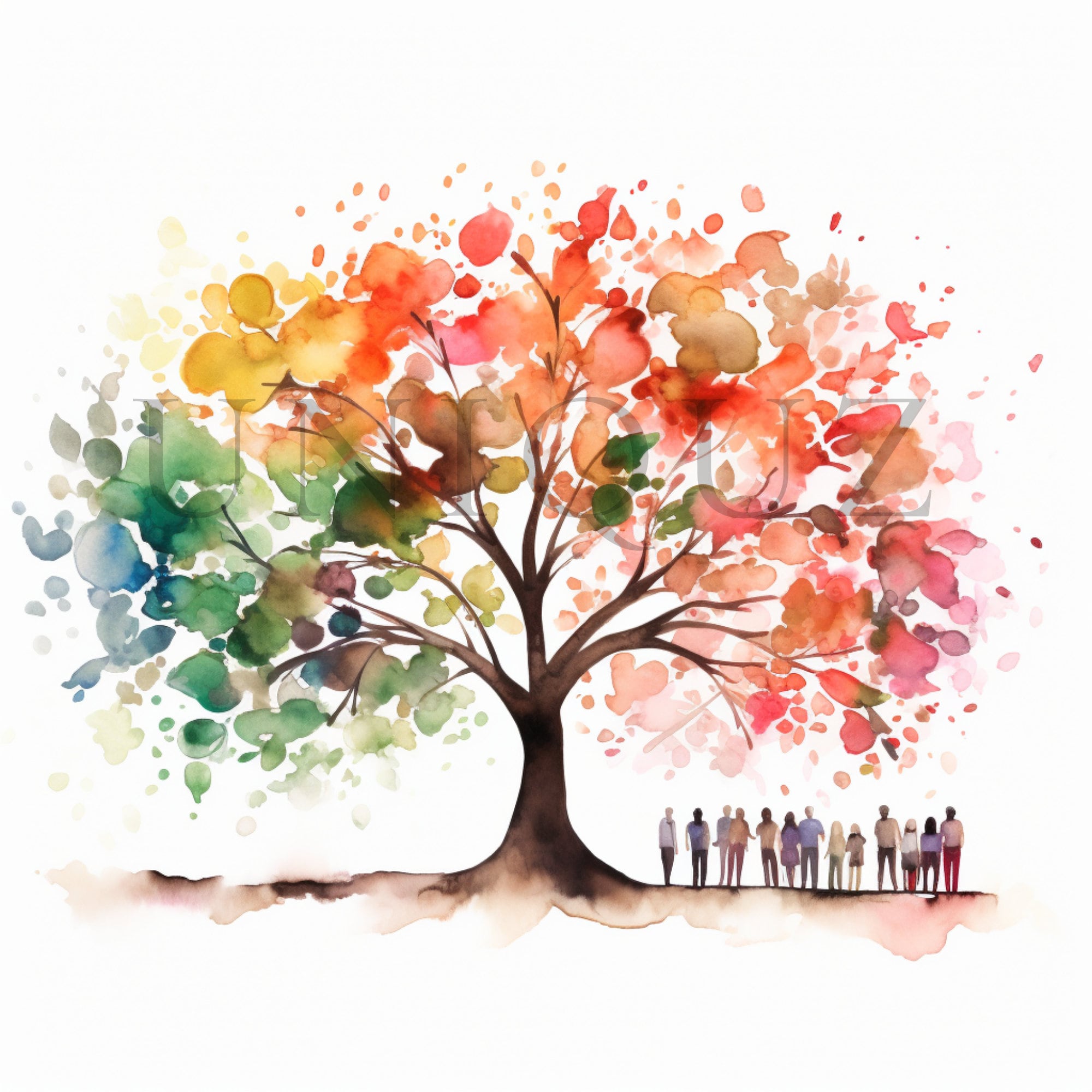 Watercolor Family Tree Clipart Set 10 High Quality Jpgs Digital ...