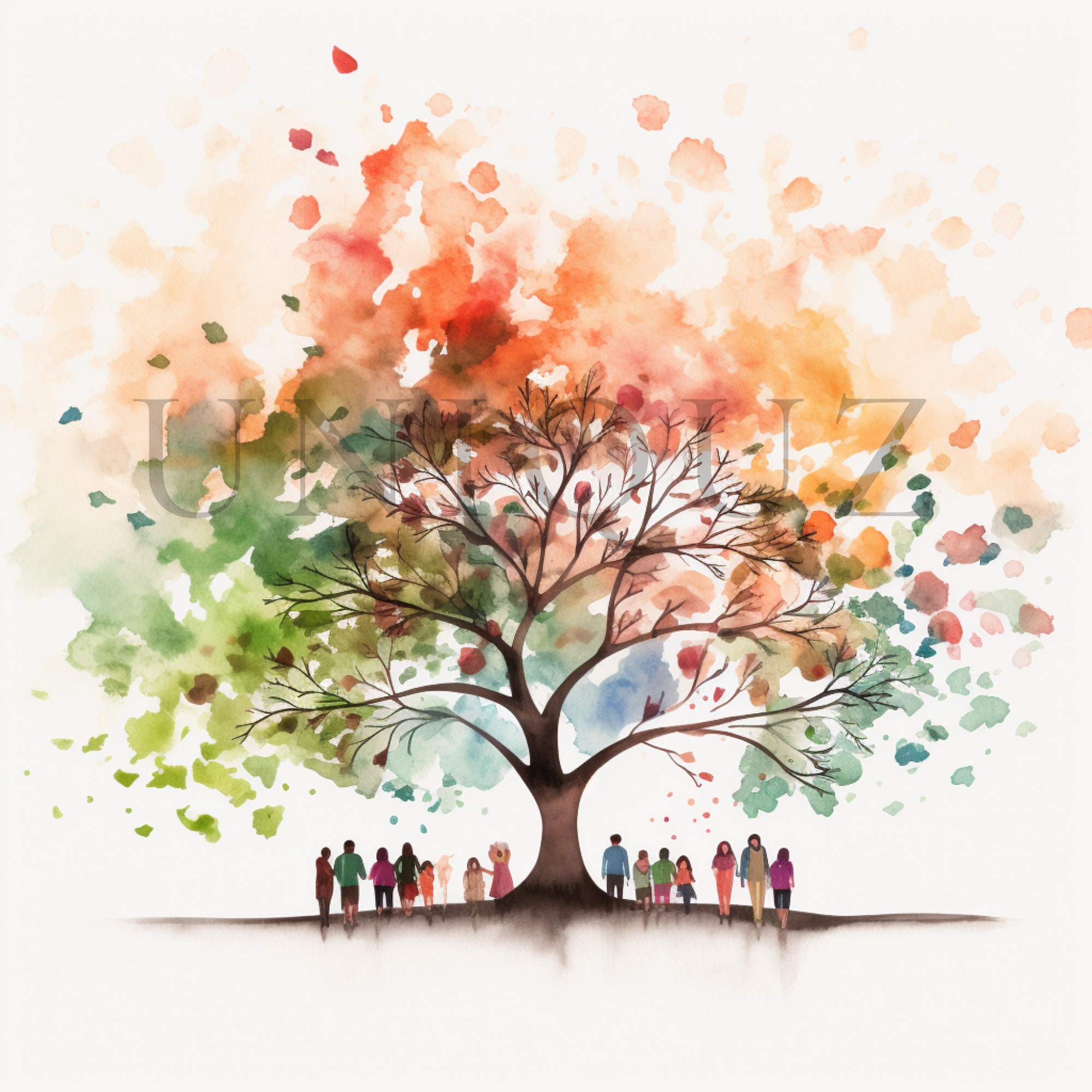 Watercolor Family Tree Clipart Set 10 High Quality Jpgs Digital ...