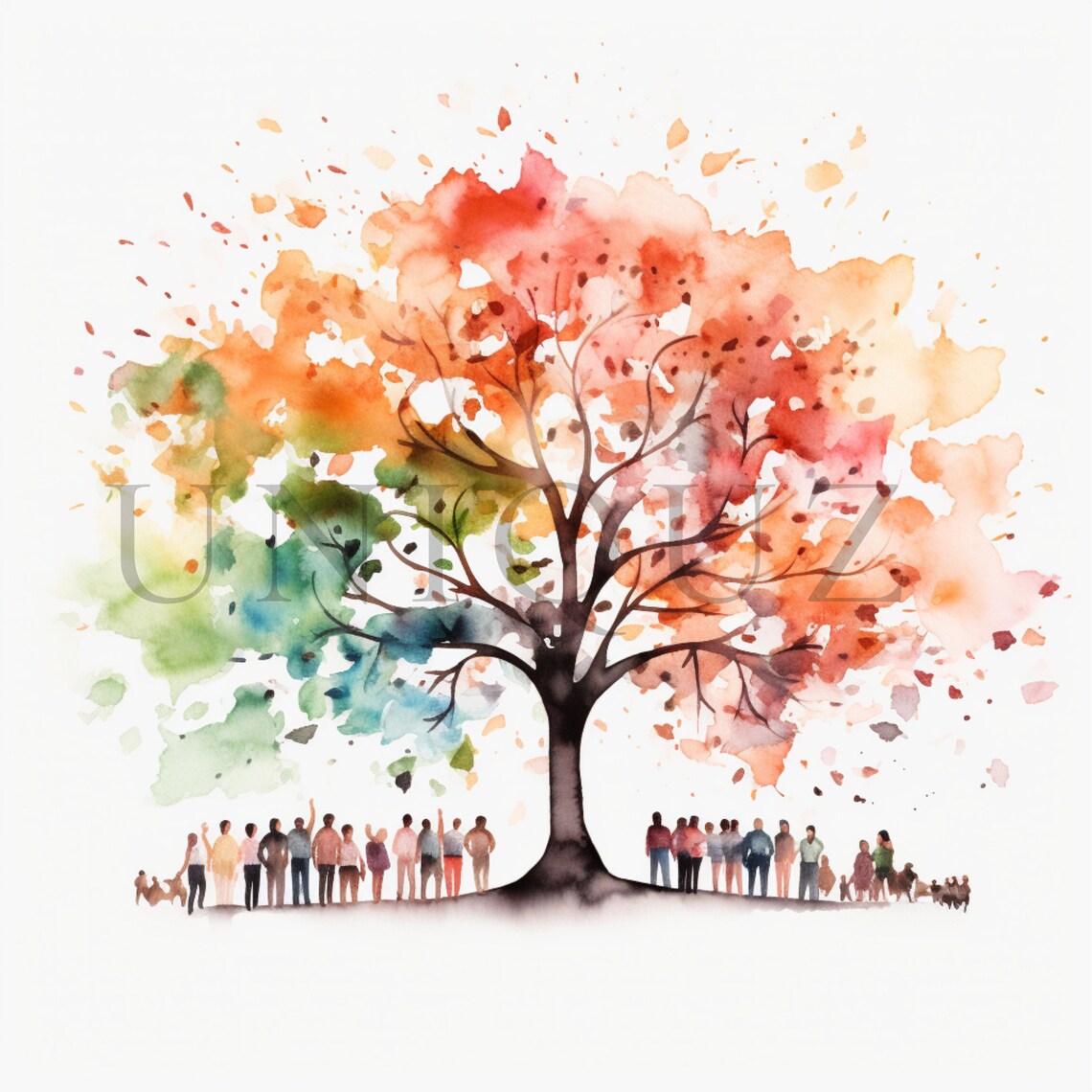 Watercolor Family Tree Clipart Set 10 High Quality Jpgs Digital ...