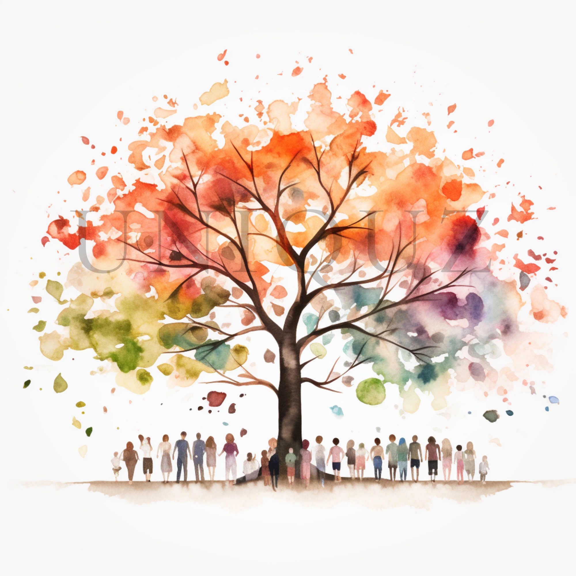 Watercolor Family Tree Clipart Set 10 High Quality Jpgs Digital ...