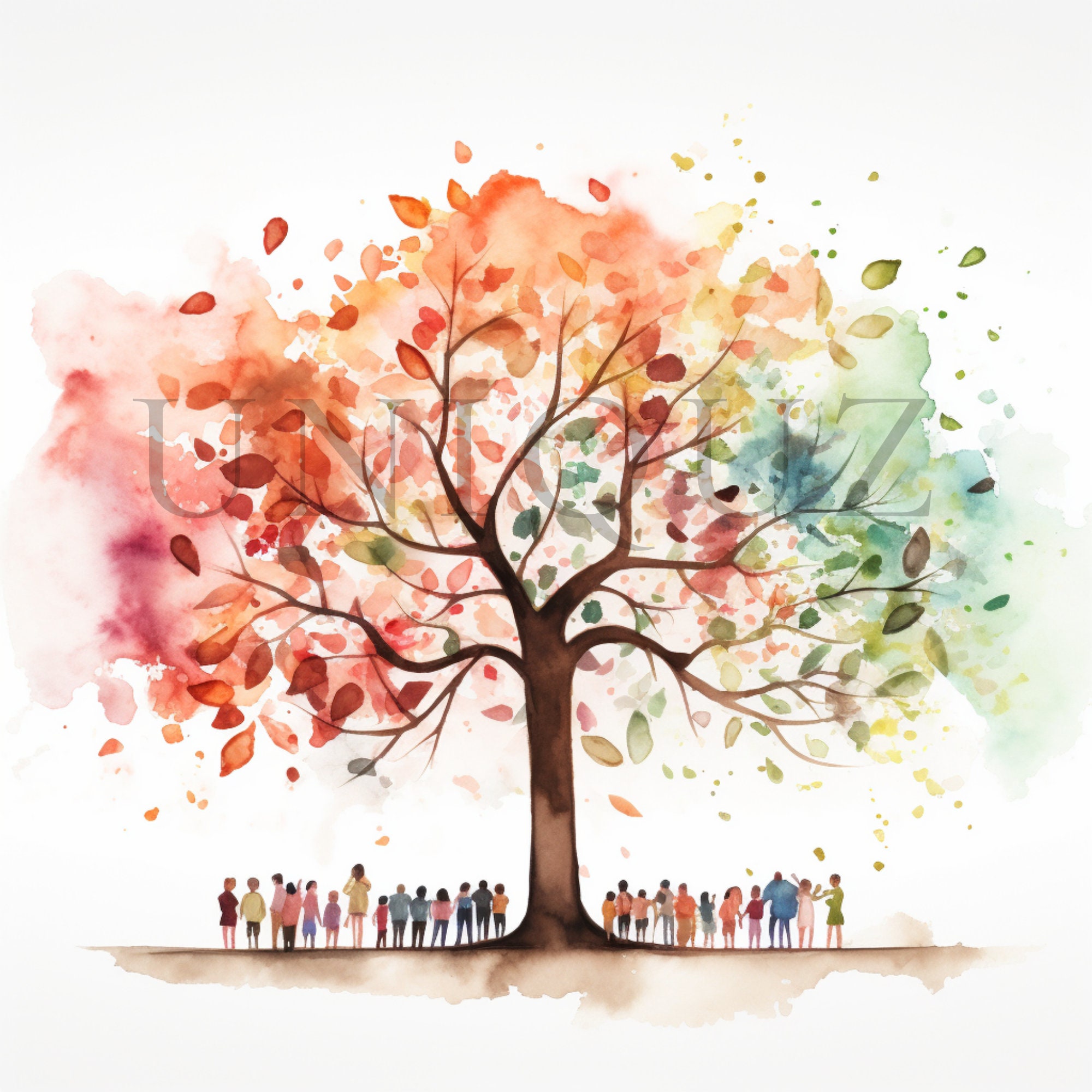 Watercolor Family Tree Clipart Set 10 High Quality Jpgs Digital ...