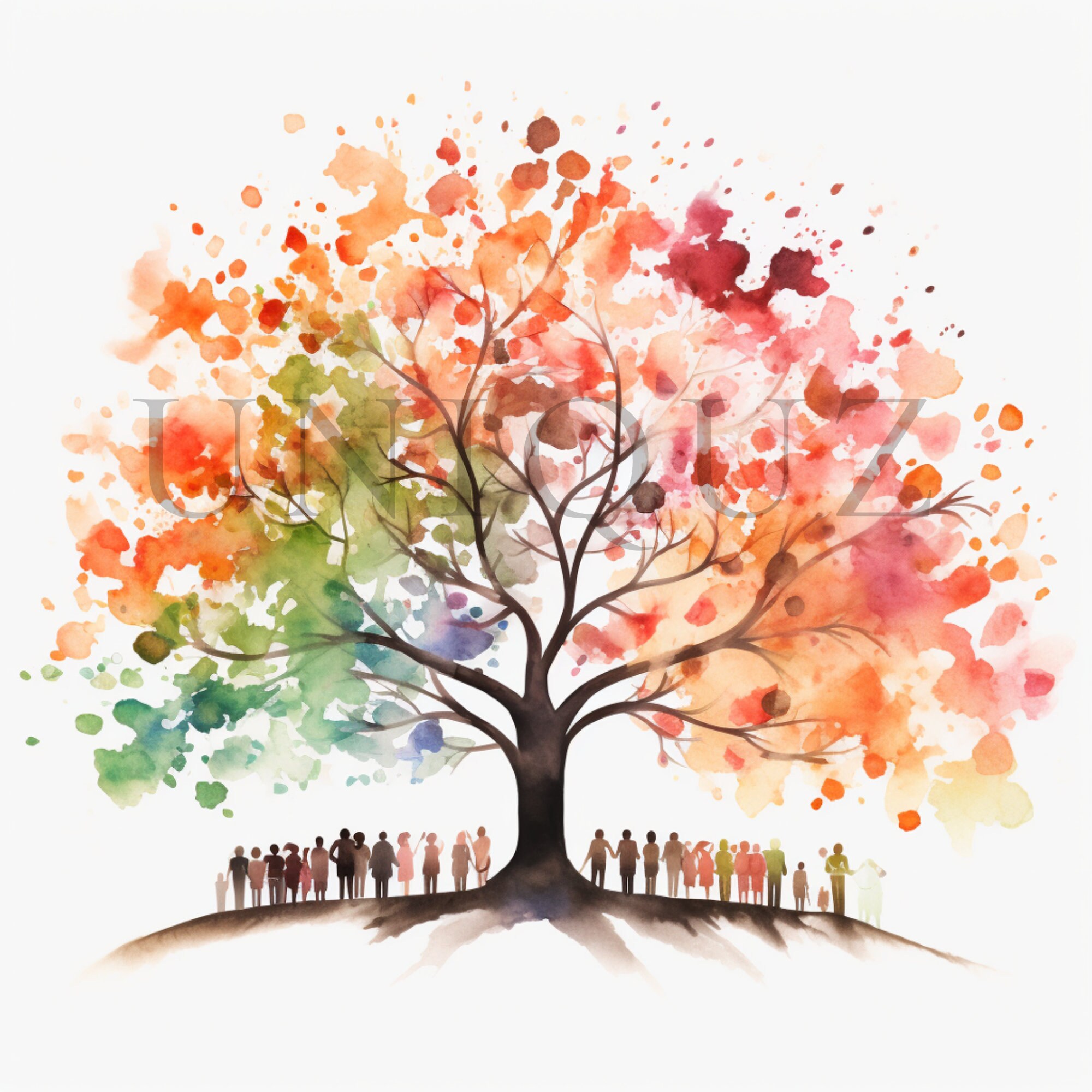 Watercolor Family Tree Clipart Set 10 High Quality Jpgs Digital ...